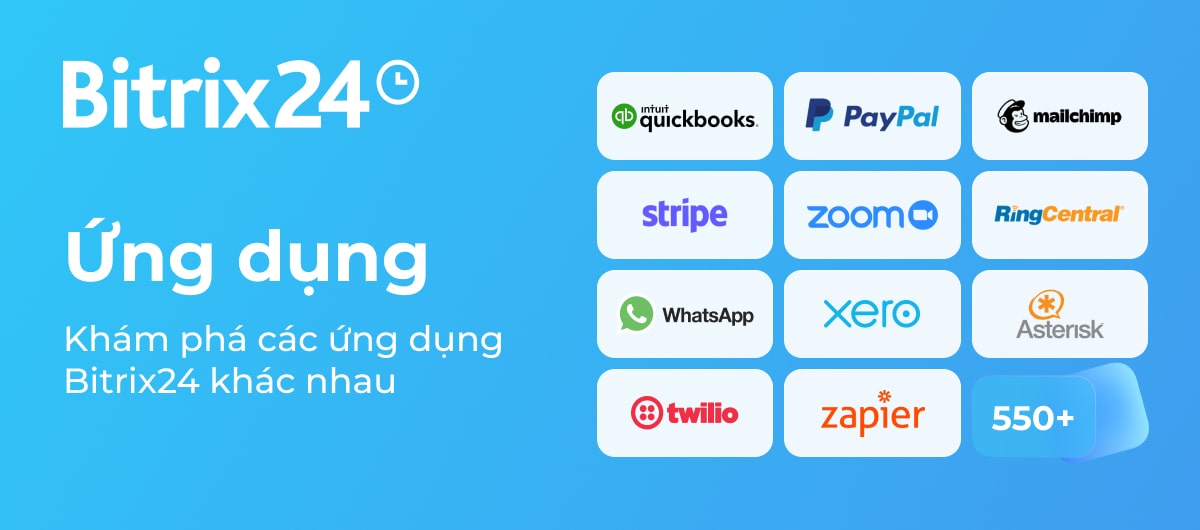 Khám phá các ứng dụng Bitrix24 khác nhau